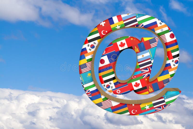 Sign Email with National Flags of the World, Isolated on White. 3D ...