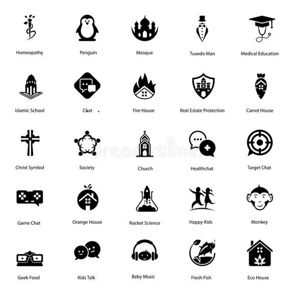 Sign and Emblems Glyph Vectors Pack Stock Vector - Illustration of ...