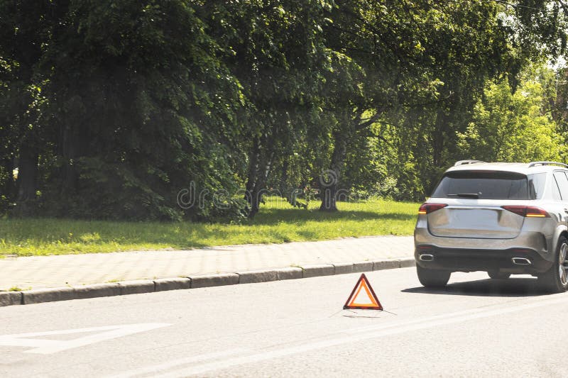 Sign and Emergency Situation on the Highway Stock Image - Image of ...