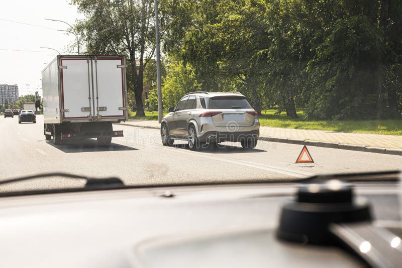 Sign and Emergency Situation on the Highway Stock Photo - Image of sign ...