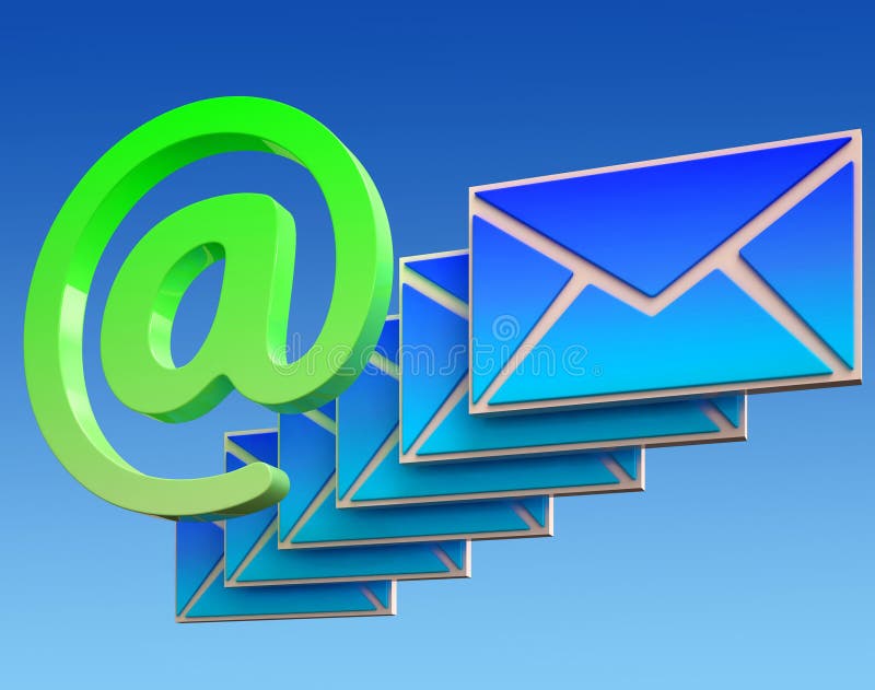 At Sign Envelope Shows Email on Web Stock Illustration - Illustration ...