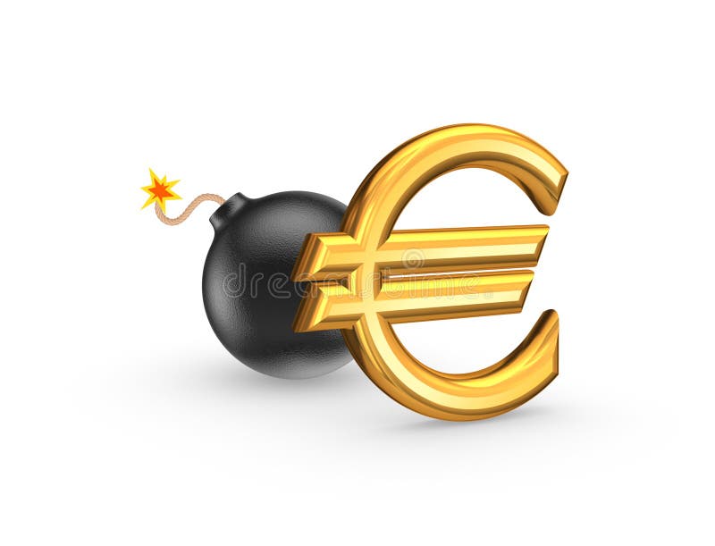 Sign of Euro and Black Bomb. Stock Illustration - Illustration of bang ...