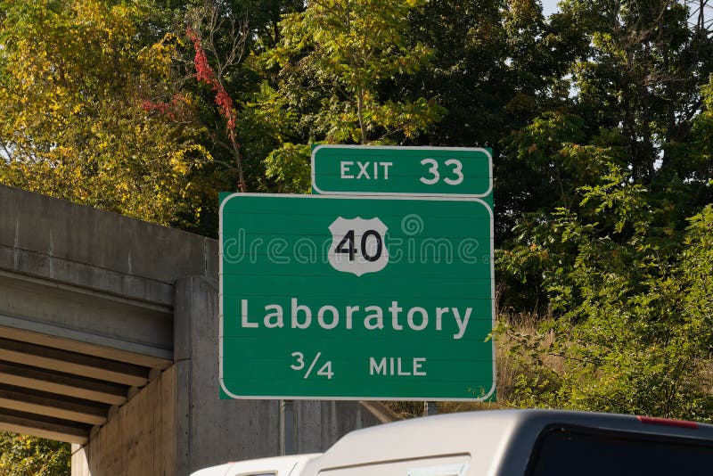 Sign for Exit 33 on Interstate 79 for US 40, Laboratory, Pennsylvania ...