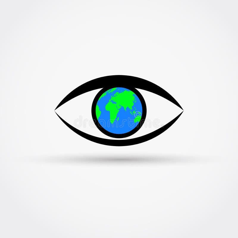 Sign of Eye with Globe Inside. Global Vision Concept. Vector ...