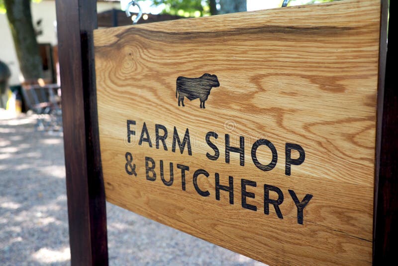 Sign for a Farm Shop and Butchery Editorial Stock Image - Image of ...