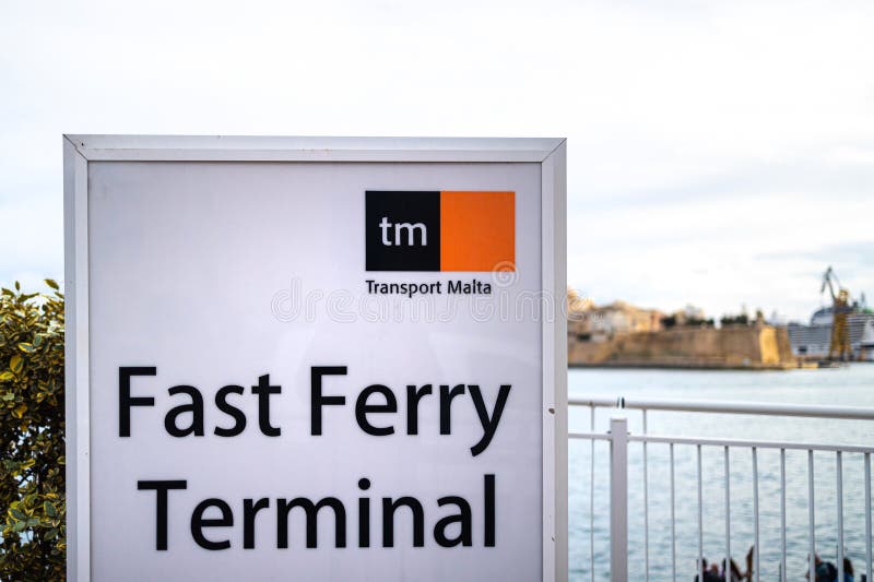 The Sign of the Fast Ferry Terminal in Malta Editorial Photo - Image of ...