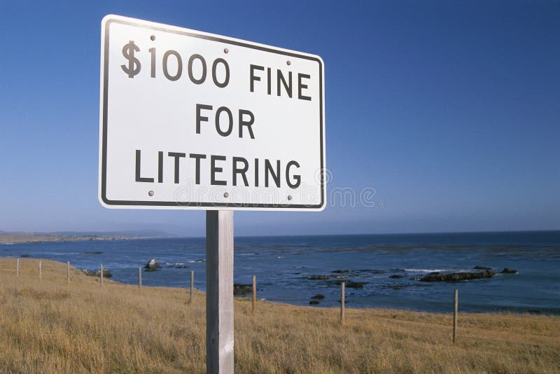 Sign with fines for litter stock photo. Image of beach - 23162578