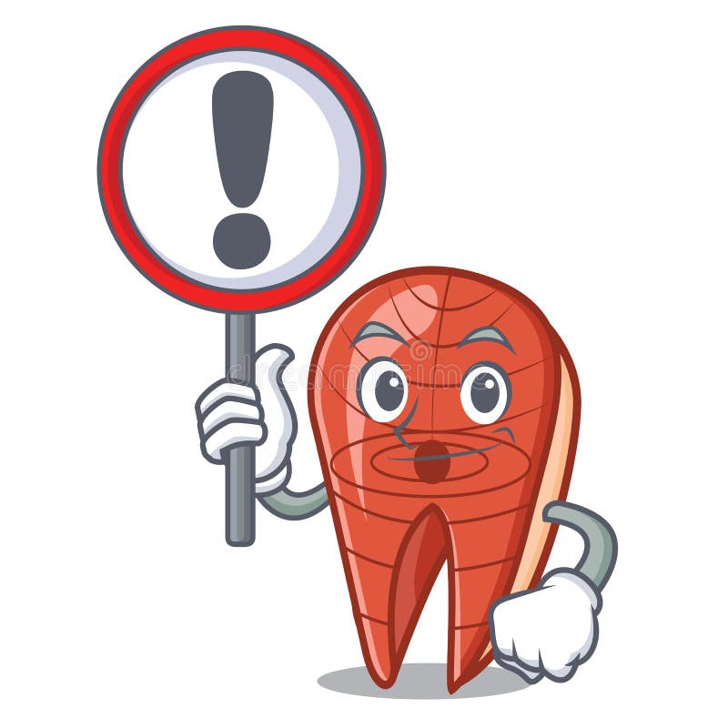 With Sign Fish Slice Character Cartoon Stock Vector - Illustration of ...