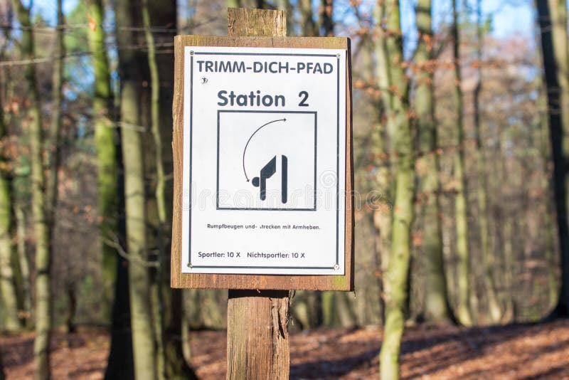 Sign on a Fitness Trail in the Forest Editorial Stock Image - Image of ...