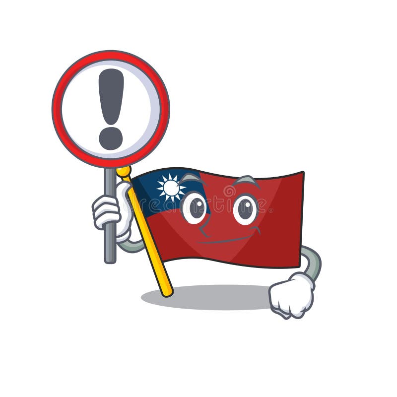 With Sign Flag Taiwan Character Shape with Mascot Stock Vector ...
