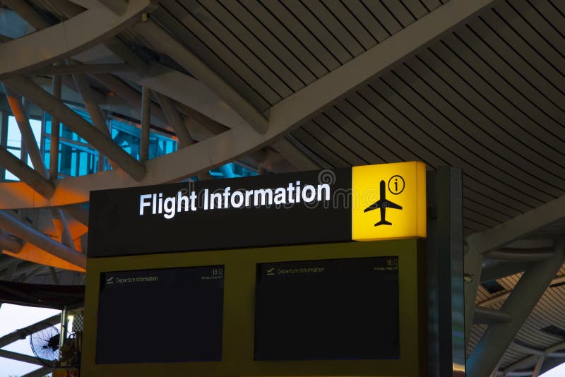 Sign for Flight Information Stock Photo - Image of schedule, airline ...