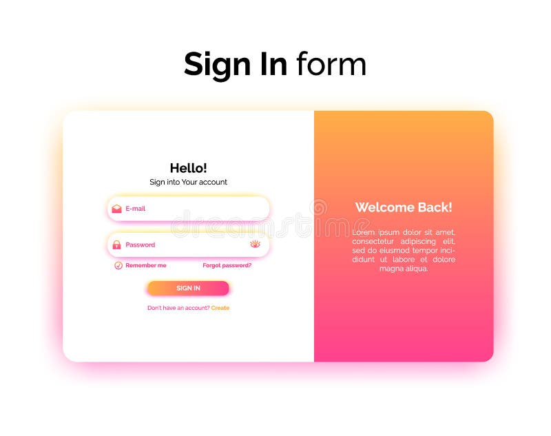 Sign in Form, Web Design UI UX, Login Interface with Gradient, Vector ...