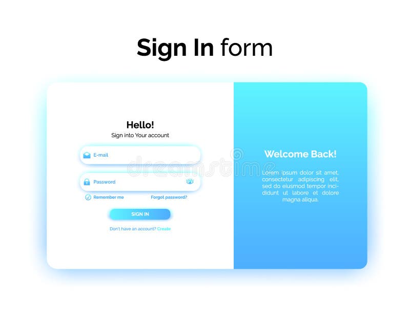 Sign in Form, Web Design UI UX, Login Interface with Gradient, Vector ...