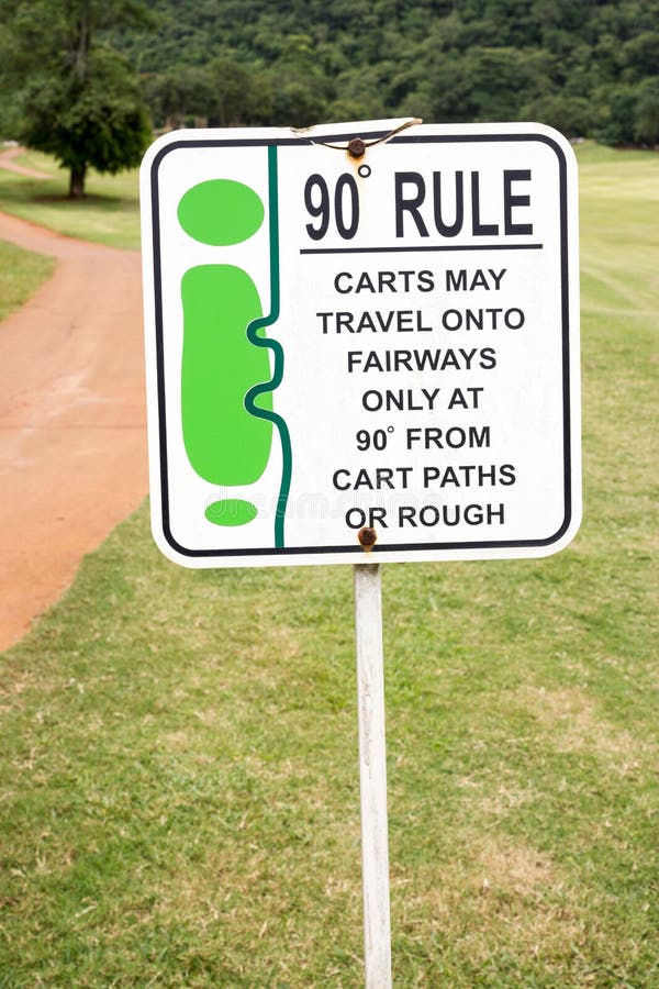 The Sign of Golf Rule, 90 Degree Rule in Golf Course Thailand. Stock ...