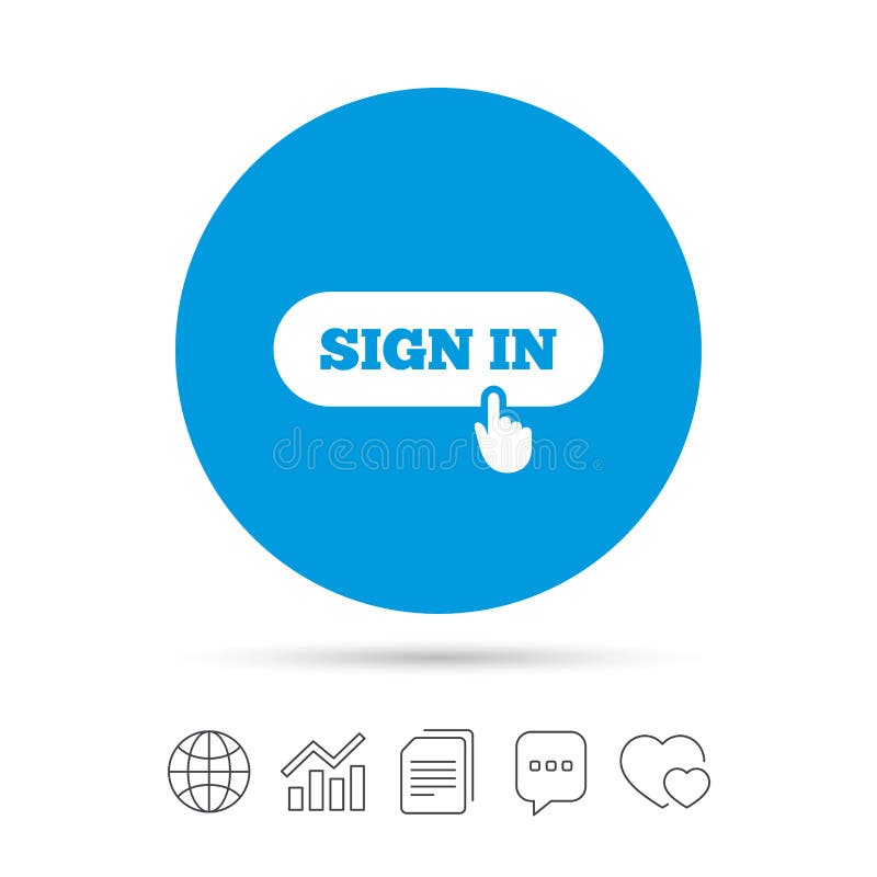 Sign in with Hand Pointer Icon. Login Symbol. Stock Vector ...