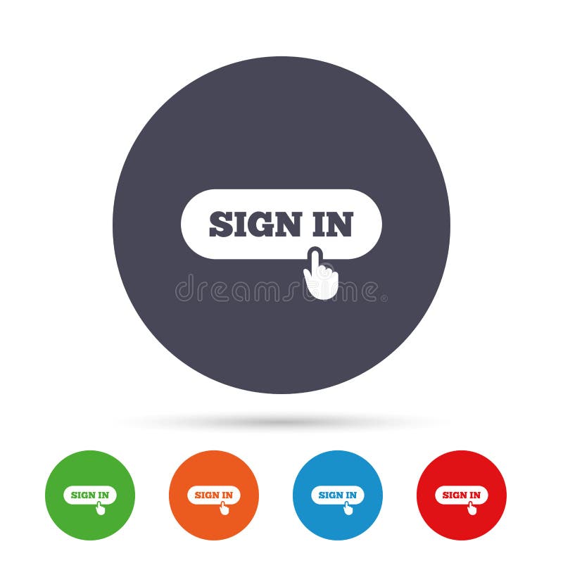 Sign in with Hand Pointer Icon. Login Symbol. Stock Vector ...