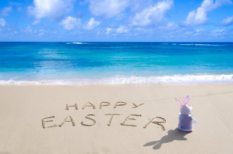 Easter eggs on the beach stock image. Image of bright - 36531307