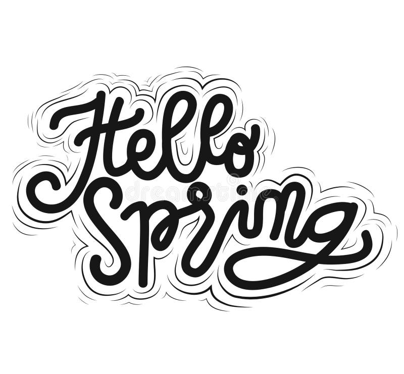Sign Hello Spring, Icon for Your Web, Label, Dynamic Design. Hand Drawn ...