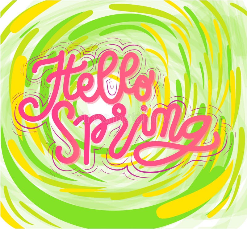 Sign Hello Spring, Template, Hand Drawn Type. Vector. Stock ...