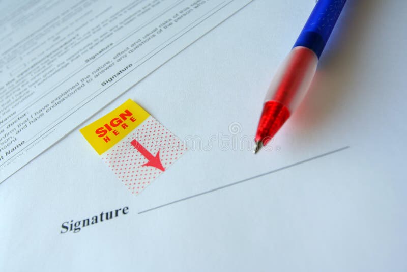 Sign here stock image. Image of data, contract, yellow - 3669875