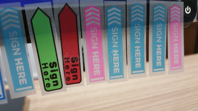 Sign here label stock image. Image of label, signature - 92538107