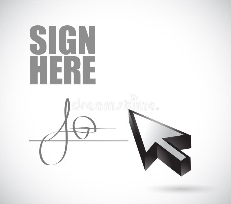 Sign here handwritten stock illustration. Illustration of handwriting ...