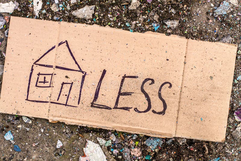 Sign of Homeless Man on Cardboard Stock Photo - Image of destitute ...