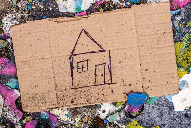 Sign of Homeless Man on Cardboard Stock Image - Image of displaced ...