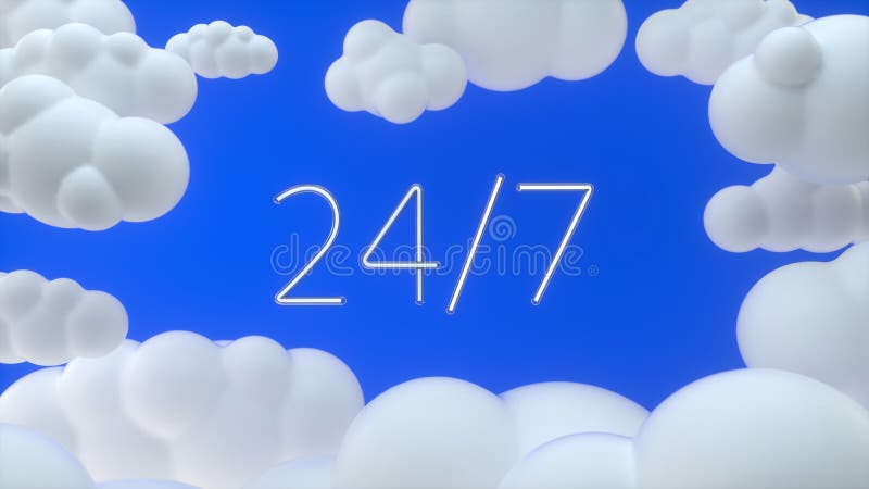 24/7 Sign. 24 Hours Seven Days a Week. Concept of Round-the-clock Work ...