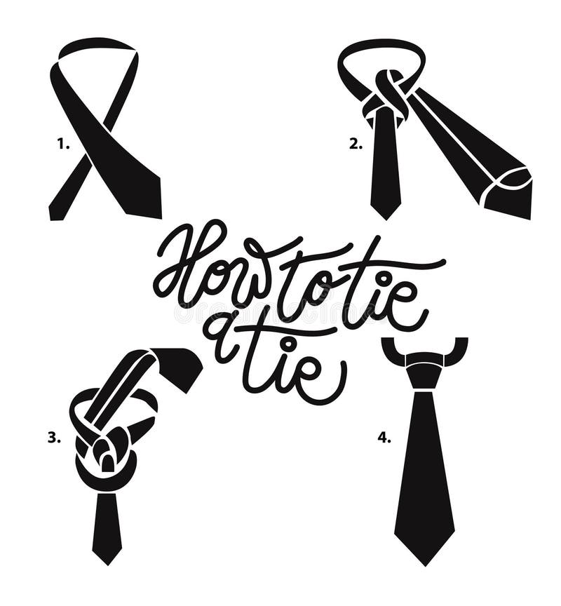 Sign: How To Tie To Tie Instructions with Tie on White Background ...