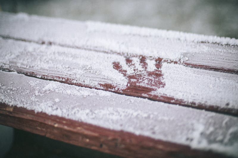 Human Hand Imprinted on Snow Stock Photo - Image of finger, layer ...