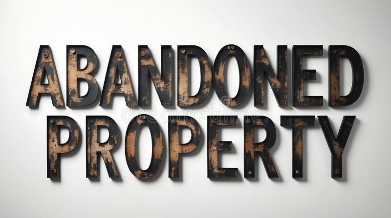 Sign Indicating Abandoned Property with Distressed Texture and Bold ...