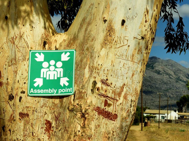 A Sign Indicating an Assembly Point on a Farm Stock Photo - Image of ...