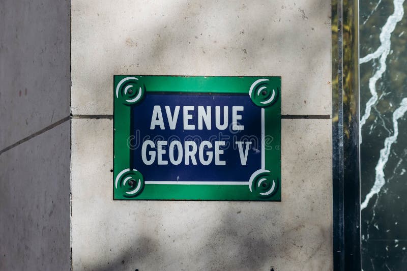 Sign Indicating Avenue Georges V in Paris Stock Photo - Image of ...