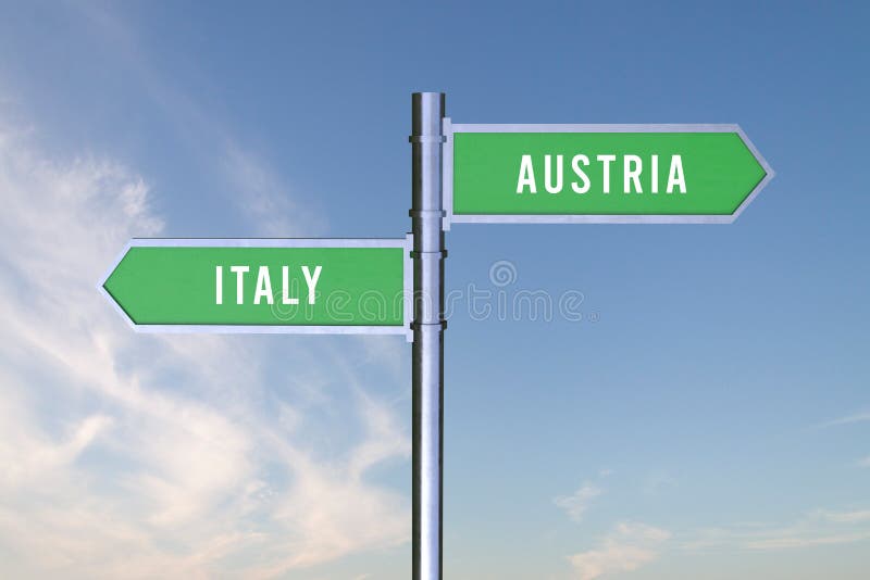 Sign Indicating the Direction of the Borders between Two Countries ...