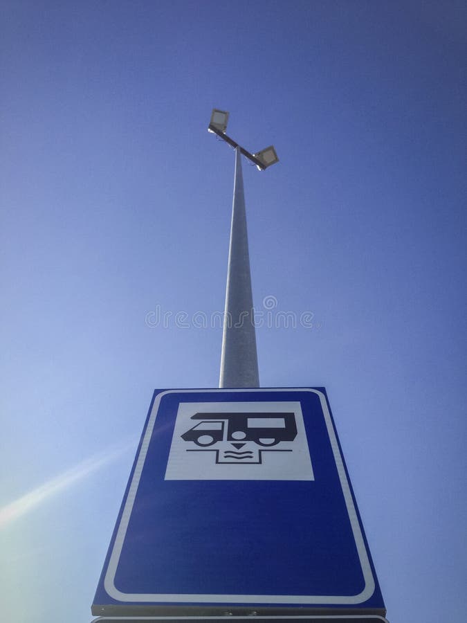Sign Indicating the Dumping Station for Camping Van on a Light P Stock ...