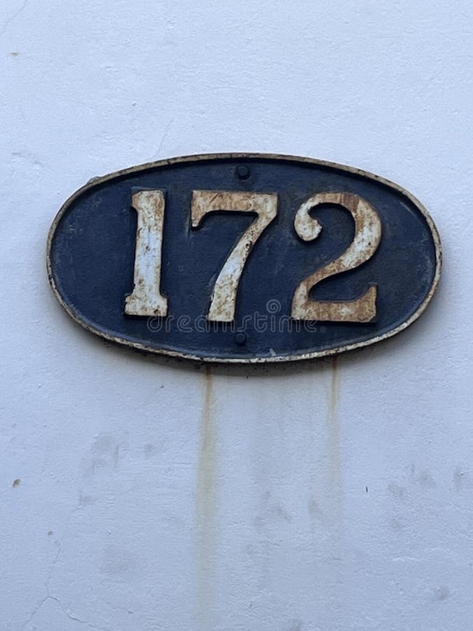 Sign Indicating the Number of the Street. 172 Stock Image - Image of ...