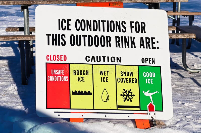 Sign Indicating the Outdoor Rink Ice Conditions Stock Image - Image of ...