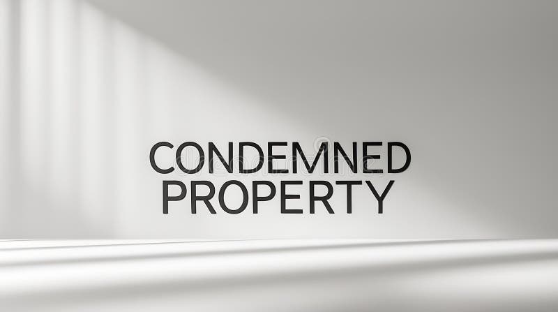 Sign Indicating Property Status in an Empty Room with Shadows in ...