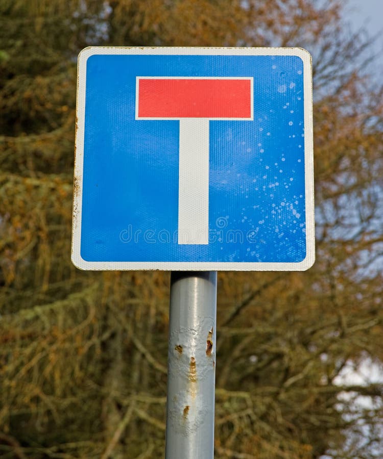 Sign Indicating Road with a Dead End. Stock Image - Image of round ...