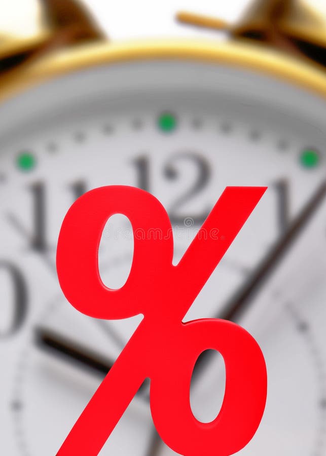 Sign of Interest on the Background of the Clock . Stock Image - Image ...