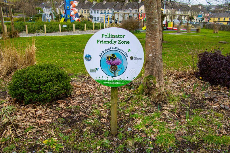 Sign for Irish Bee Pollinator Friendly Zone in Front of Playground ...