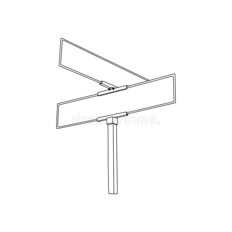 Outline Street Sign Template for Graphic Design Mockups, Blank Vector ...