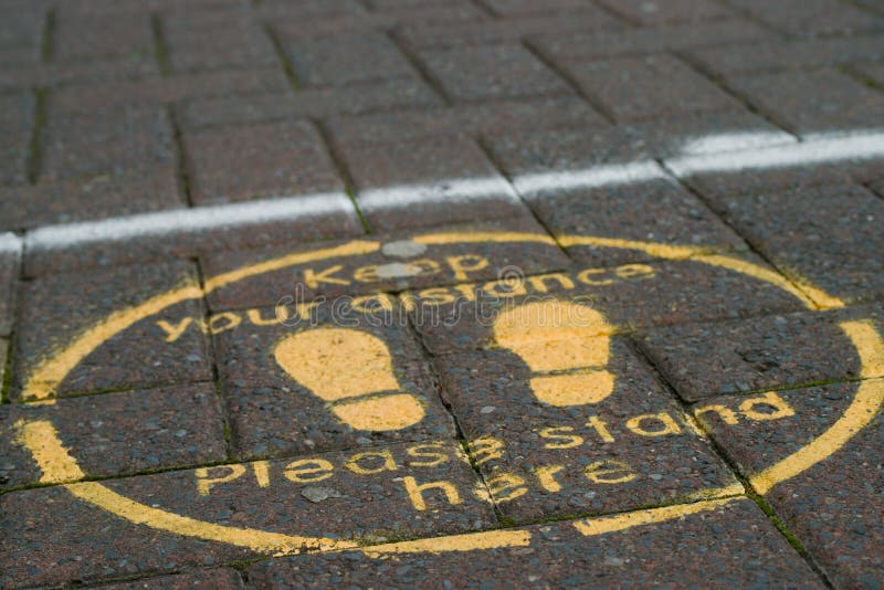 Sign of Keeping Social Distance on a Ground Stock Photo - Image of ...