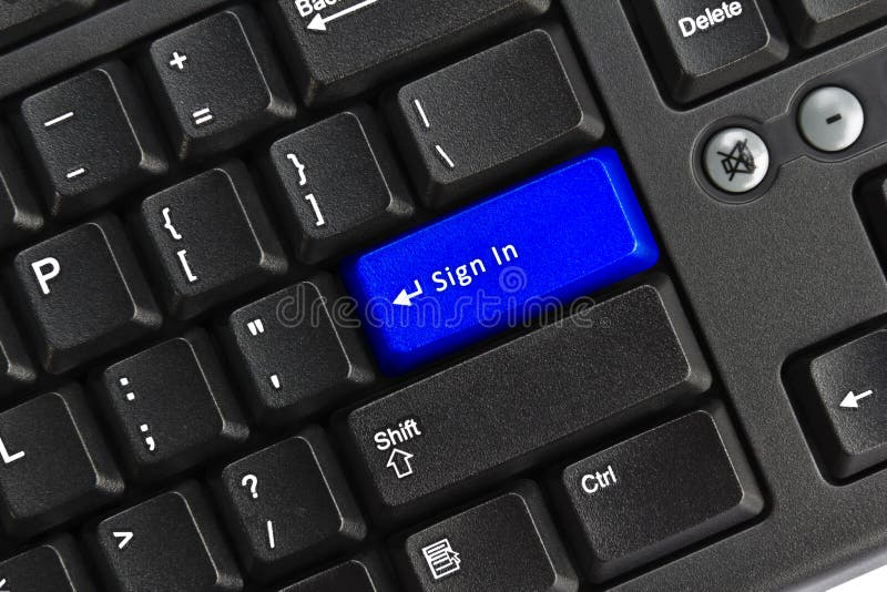 Sign in key on pc keyboard stock image. Image of business - 49857315