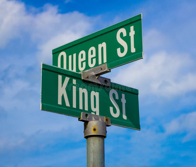 Sign for King and Queen Street Stock Photo - Image of green, king: 34556200