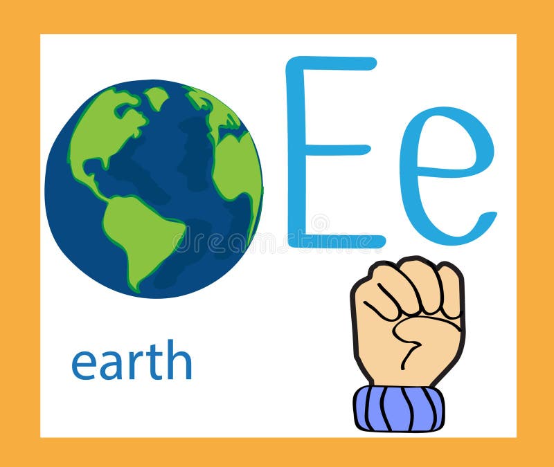 Cartoon Letter E. Creative English Alphabet. ABC Concept. Sign Language ...