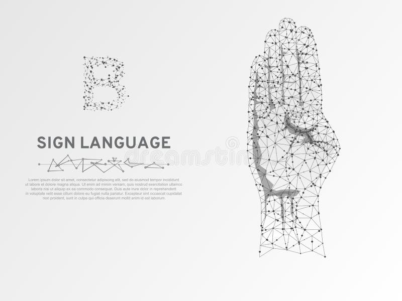 Sign Language B Letter Polygonal Low Poly People Communication Visual ...