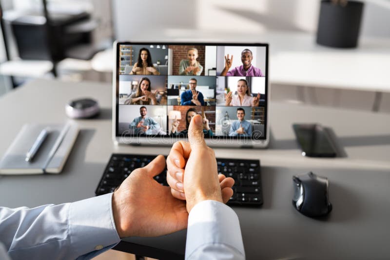 Sign Language Deaf Disabled People Video Stock Photo - Image of friends ...