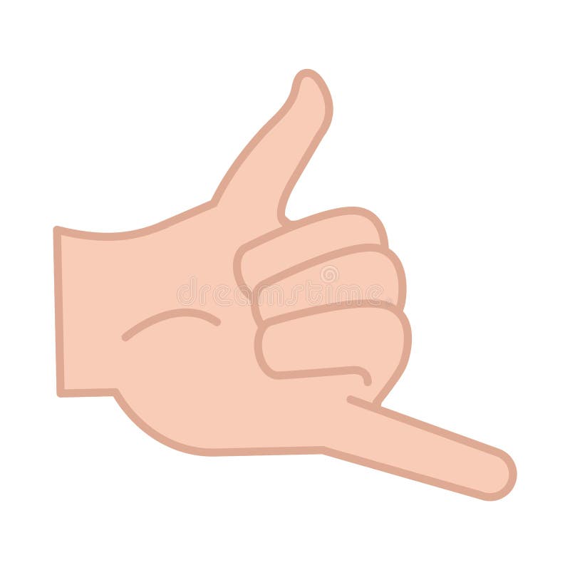 Sign Language Hand Gesture Indicating Aloha, Line and Fill Icon Stock ...